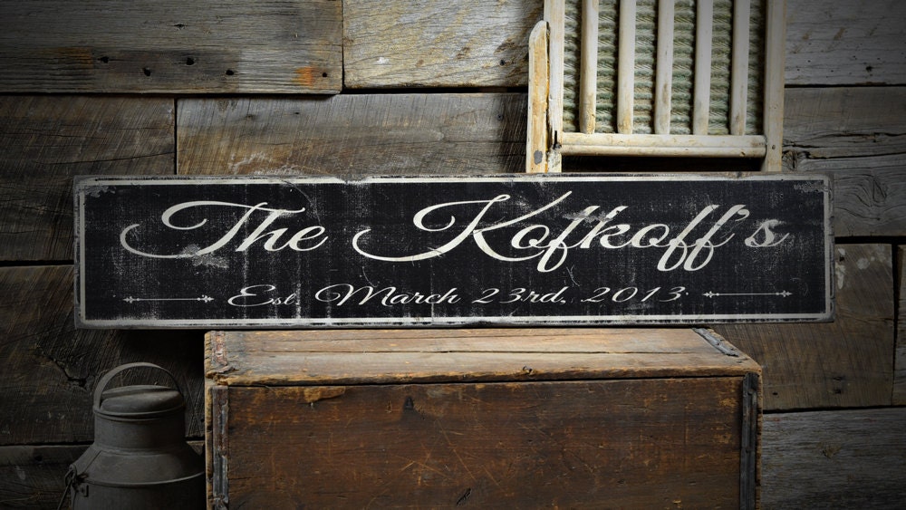 Custom Wedding Est. Date Sign Rustic Hand by TheLiztonSignShop