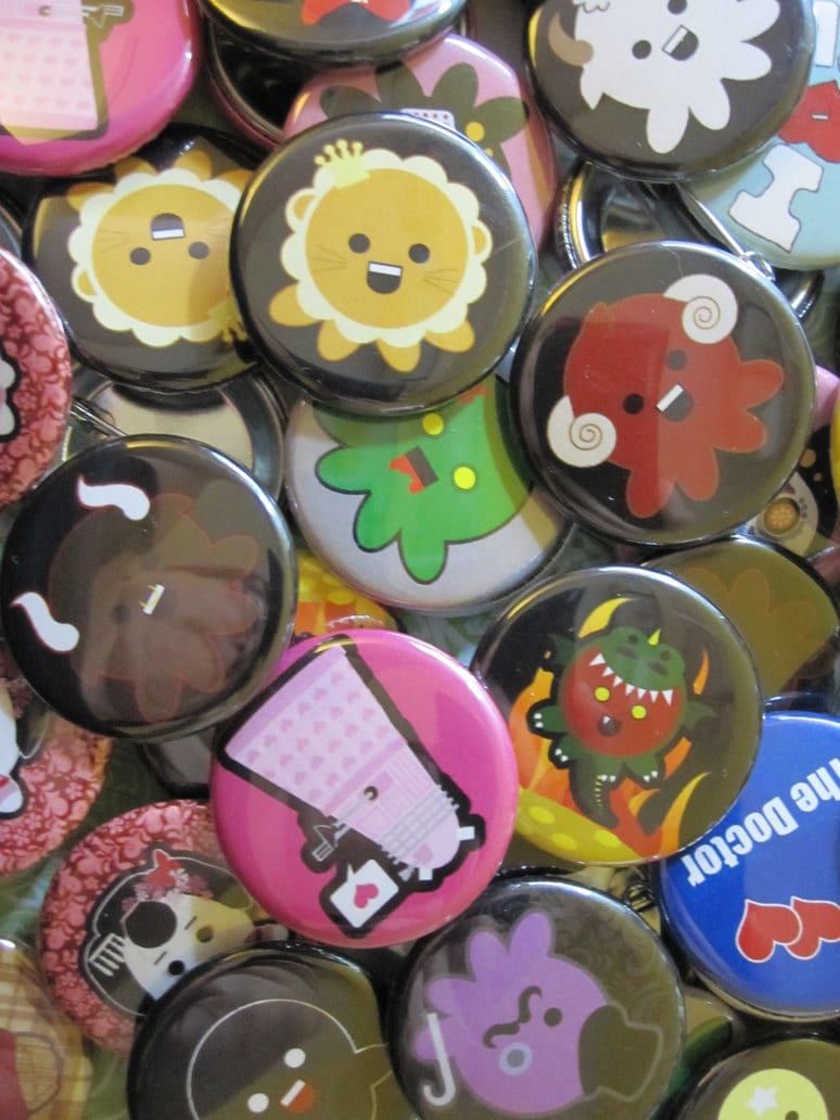 Random Geeky Cute Pinback Button – Set of Three | Pinback Buttons For ...