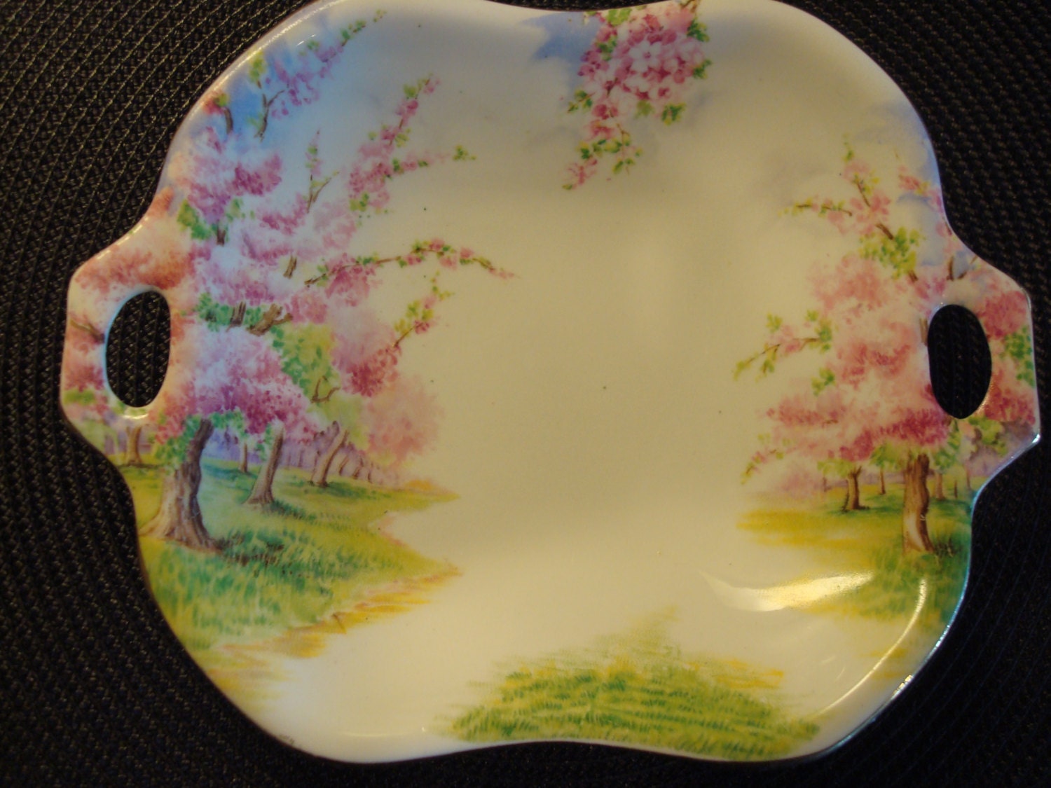 Vintage china serving dish with built in handles-Prince Albert Blossom ...