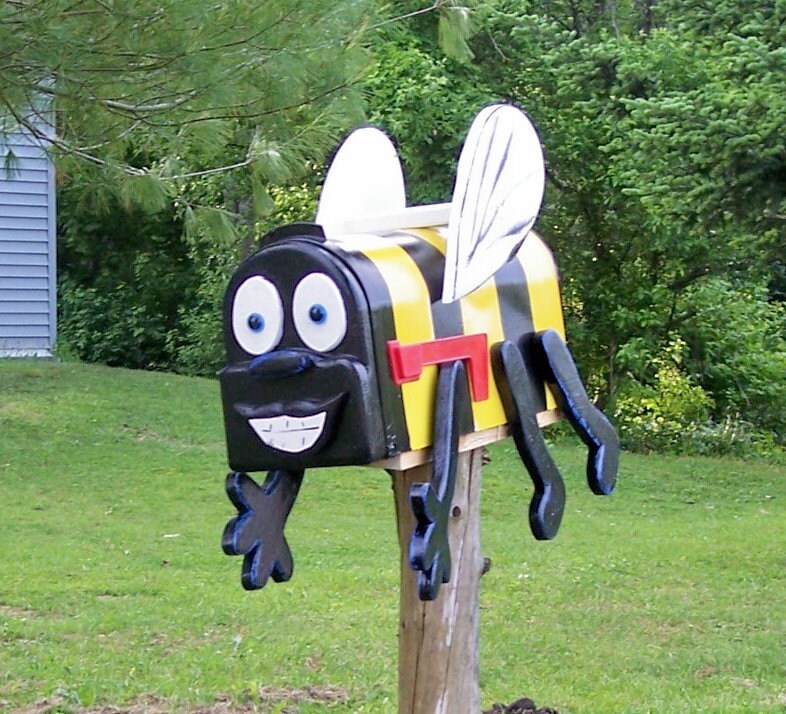 bumble bee mailbox with flapping wings custom handmade
