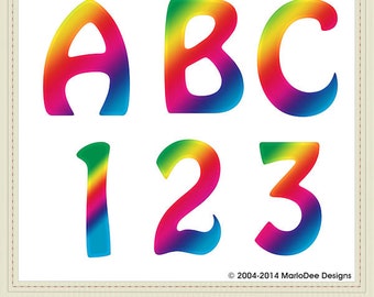 Mix Colors 38 Hobo Style Alpha Letters & Numbers by MarloDee Designs