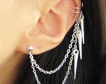 Gold Filled Double Chain Plain Cuff Earring by SimplicityCharms