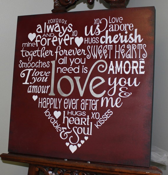 Items similar to Valentine Sign/Subway Style/Heart/Typography/XXLG/24 ...