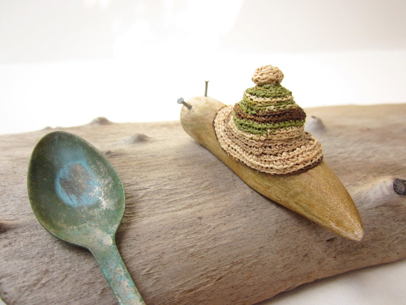 Made to Order Wooden Snail Wood carving Miniature art