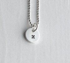 Sterling Silver Initial Necklace, Tiny Letter x Necklace, Initial ...