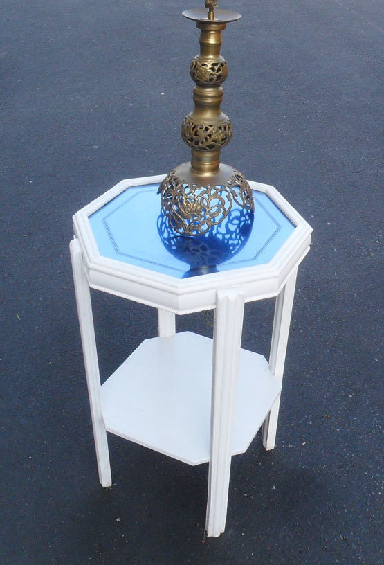 Art Deco Blue Mirror Glass Table – Haute Juice