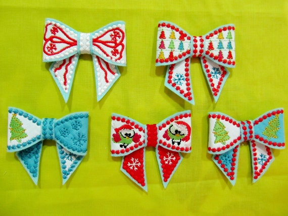 Christmas Bows 3D effect In the hoop project machine