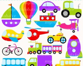 Transport Clipart Set - clip art set of transportation, vehicles ...
