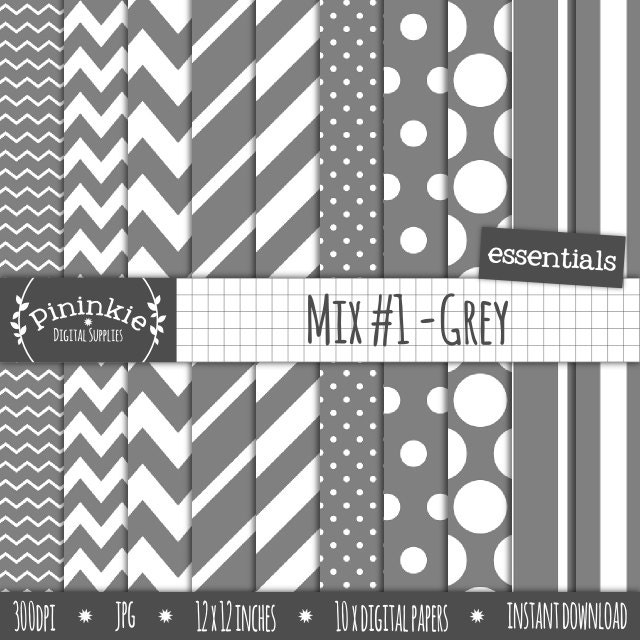 Grey Digital Paper Basic Grey Scrapbooking Paper Basic by Pininkie