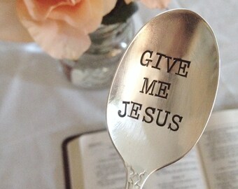 Fueled by Jesus & Coffee. Stamped Spoon for your morning