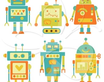 Unique cute robot clipart related items | Etsy