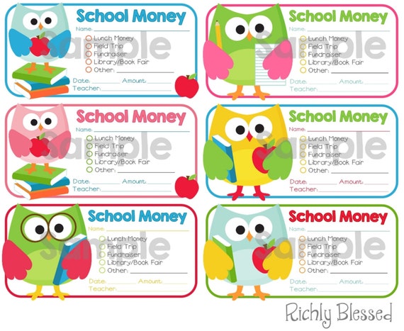 INSTANT DOWNLOAD School Money Printable by RichlyBlessedBlog