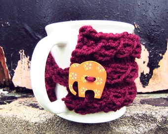 Knitted Laptop Sleeve Computer Cozy Electronic Case Red Cable