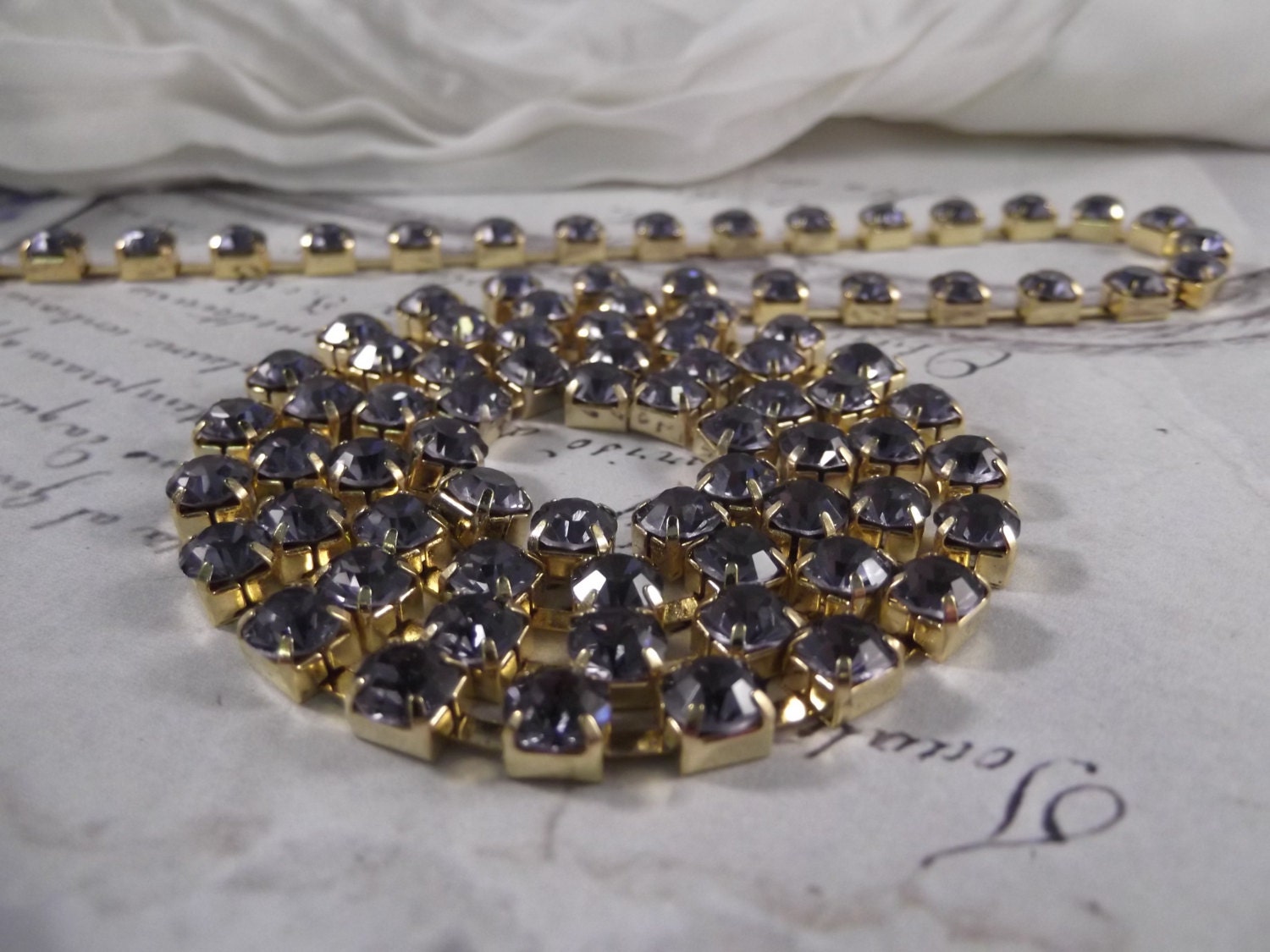 6mm Tanzanite Rhinestone Cup Chain in Gold Base by CrystalandRust