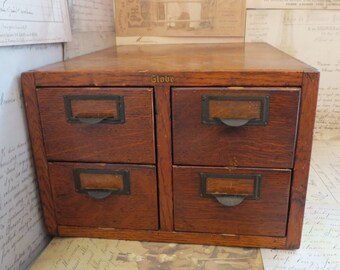 Vintage 4 drawer Library Card Catalog, Wooden Library Card Catalog ...