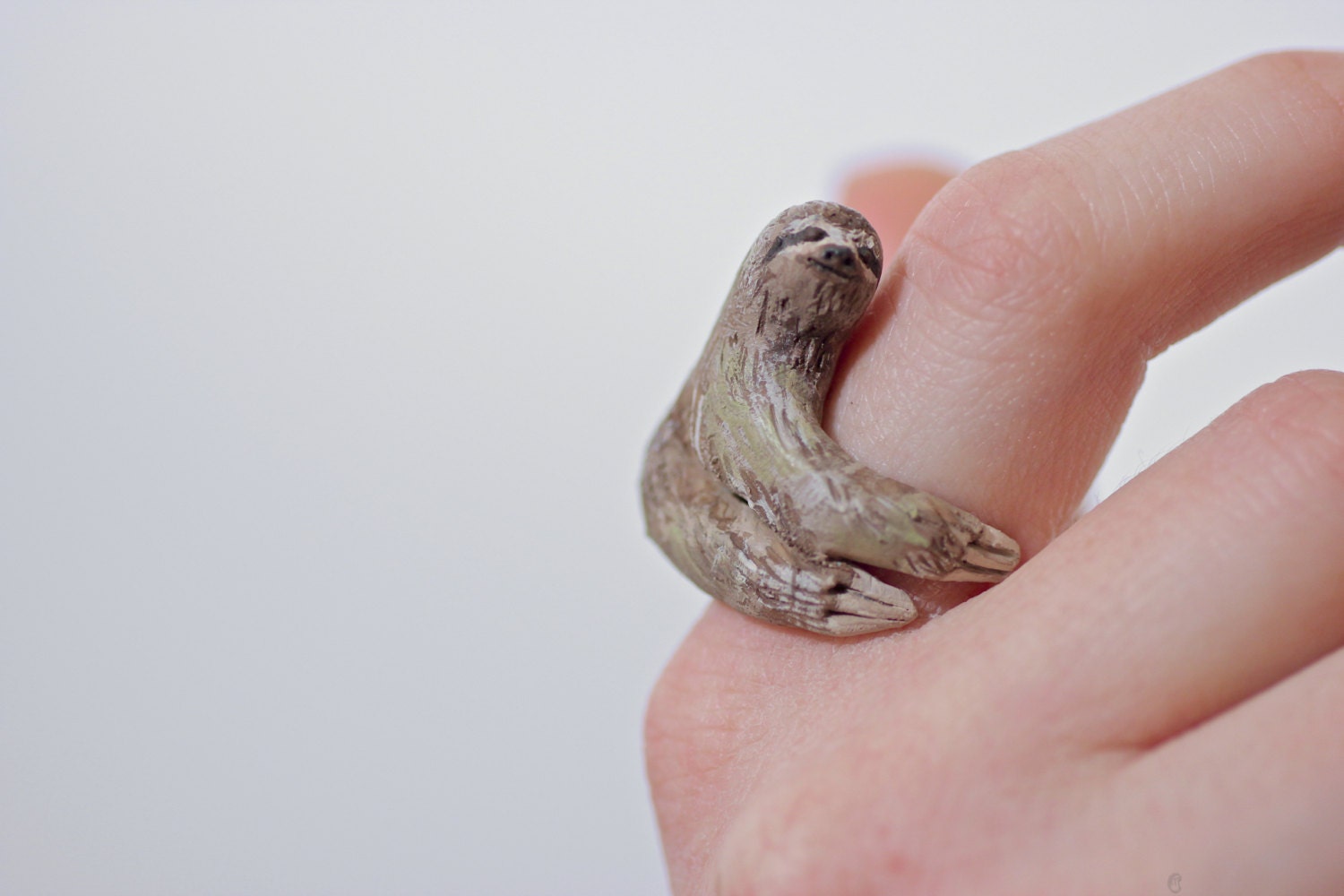 Sloth Ring Hugs Your Finger Made To Order Metal Free