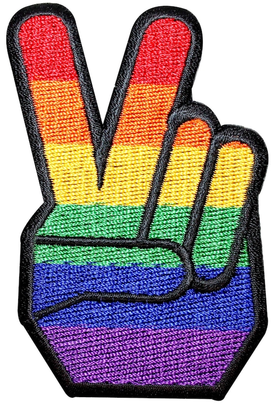Rainbow Victory Hand Sign LGBT Peace & Pride Embroidered Iron