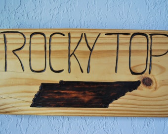 Tennessee Volunteers Rocky Top Wood Burnt Sign - Handmade / Wood ...