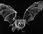 Items similar to Bat - sharpie pen stippling, pointillism, dot work ...