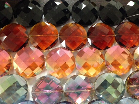 30mm coin shaped chinese faceted crystal glass by LittleBeadFairy