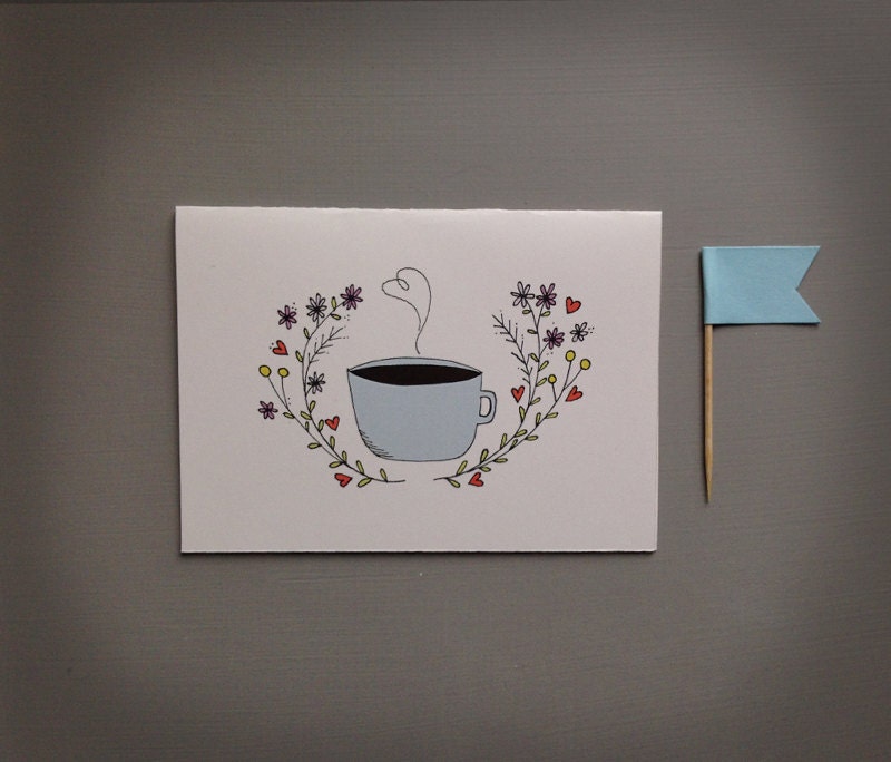 coffee cup notecard . blank notecard . note card . any occasion card ...
