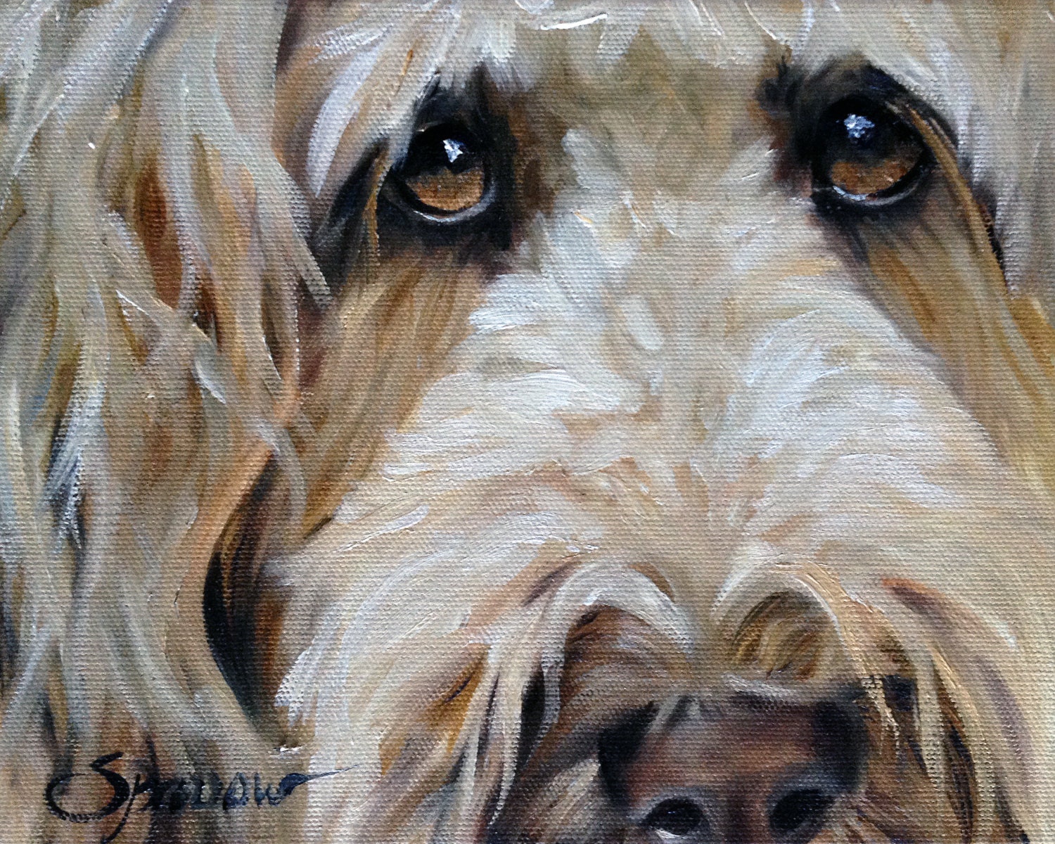 PRINT Golden doodle Goldendoodle Art Print of Dog oil Painting