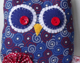 Patriotic Owl Decoration-Patriotic Decor-Owl Plush-Red White Blue Owl ...