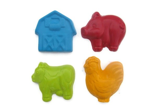 Jumbo Farm Crayons set of 4 Cow crayons pig by KagesKrayons