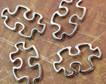 Puzzle Connector Charms Antiqued Silver Puzzle Piece Charms