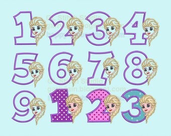 Frozen Elsa applique design, princess girls birthday set queen number 1 ...