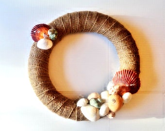 Burlap Sea Shell Wreath