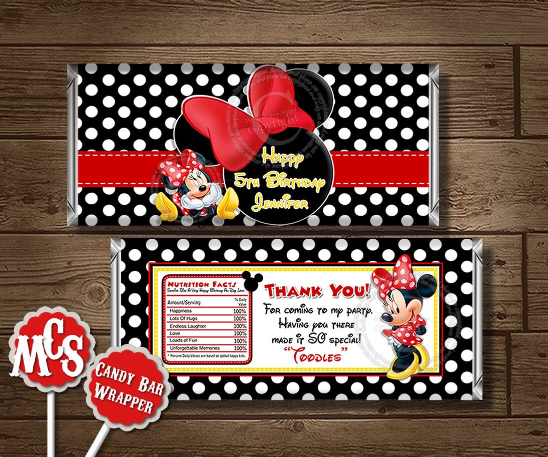 Minnie Birthday Candy Wrappers