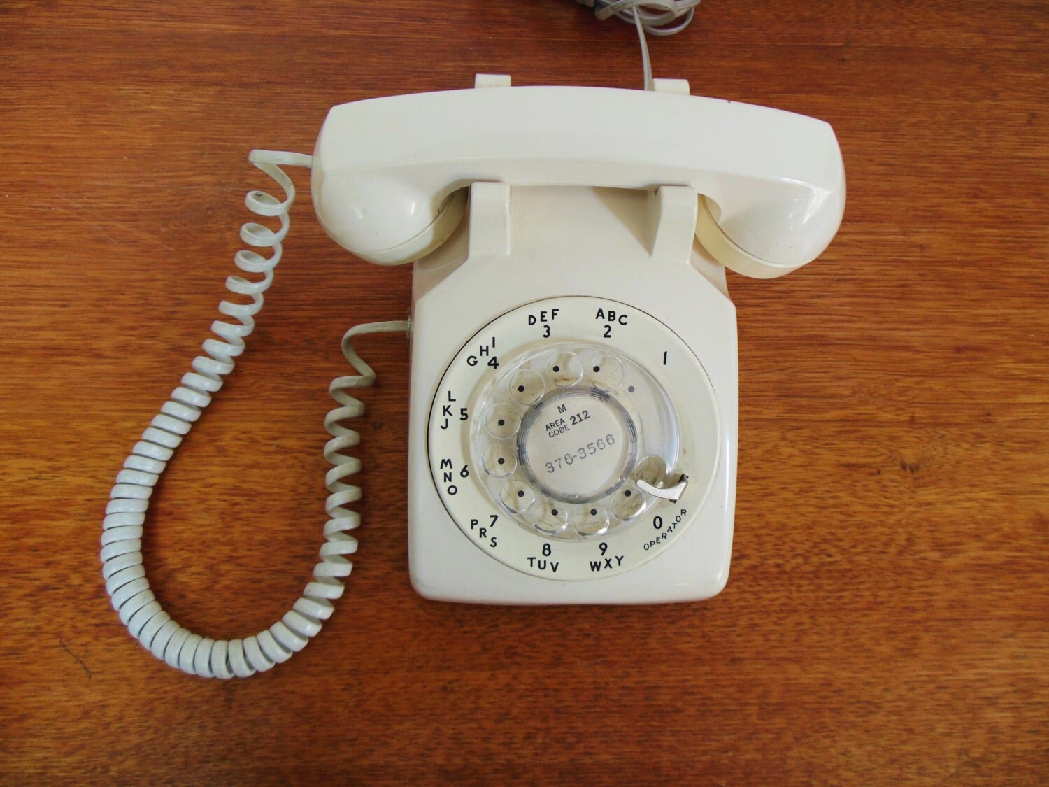 White Retro Rotary Desk Telephone 1970s by FreewheelFinds on Etsy