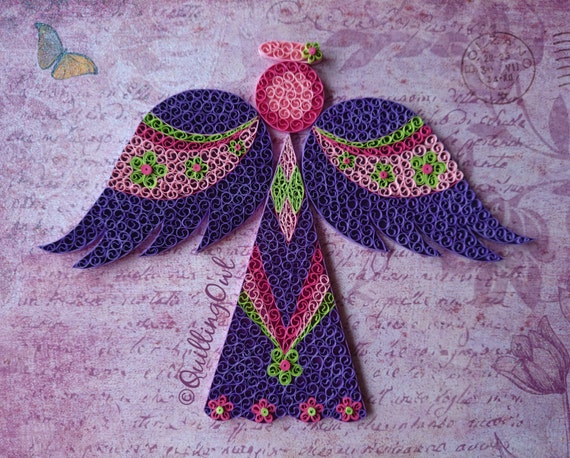 Angel Love Paper Quilling Wall art Original Paper by QuillingOwl