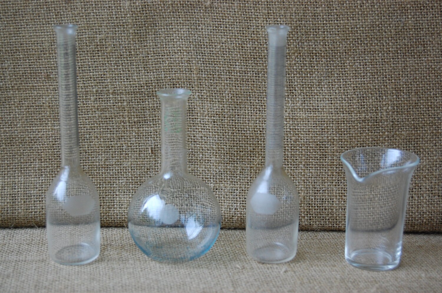 Vintage Science Lab Glass Bottles and Beaker Science