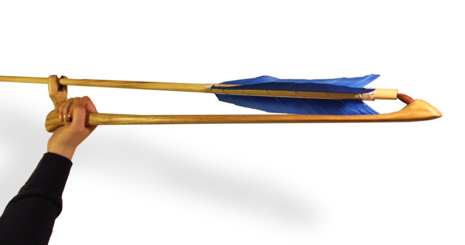 Kanakadea Atlatl with three six foot darts manufactured by the