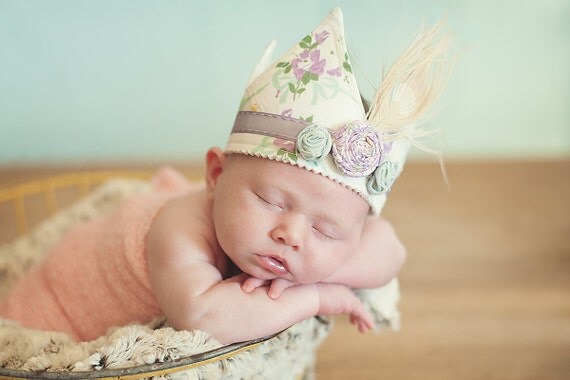 Items similar to Baby Girl Shabby Chic Fabric Crown - Vintage Floral ...
