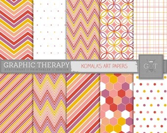 Retro Chevron Digital Patterned Papers // Blue Turquoise