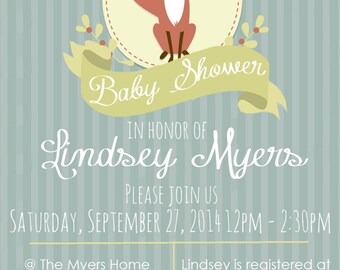 Kraft Paper and script Baby Shower Invitation. by GetHappyDesign
