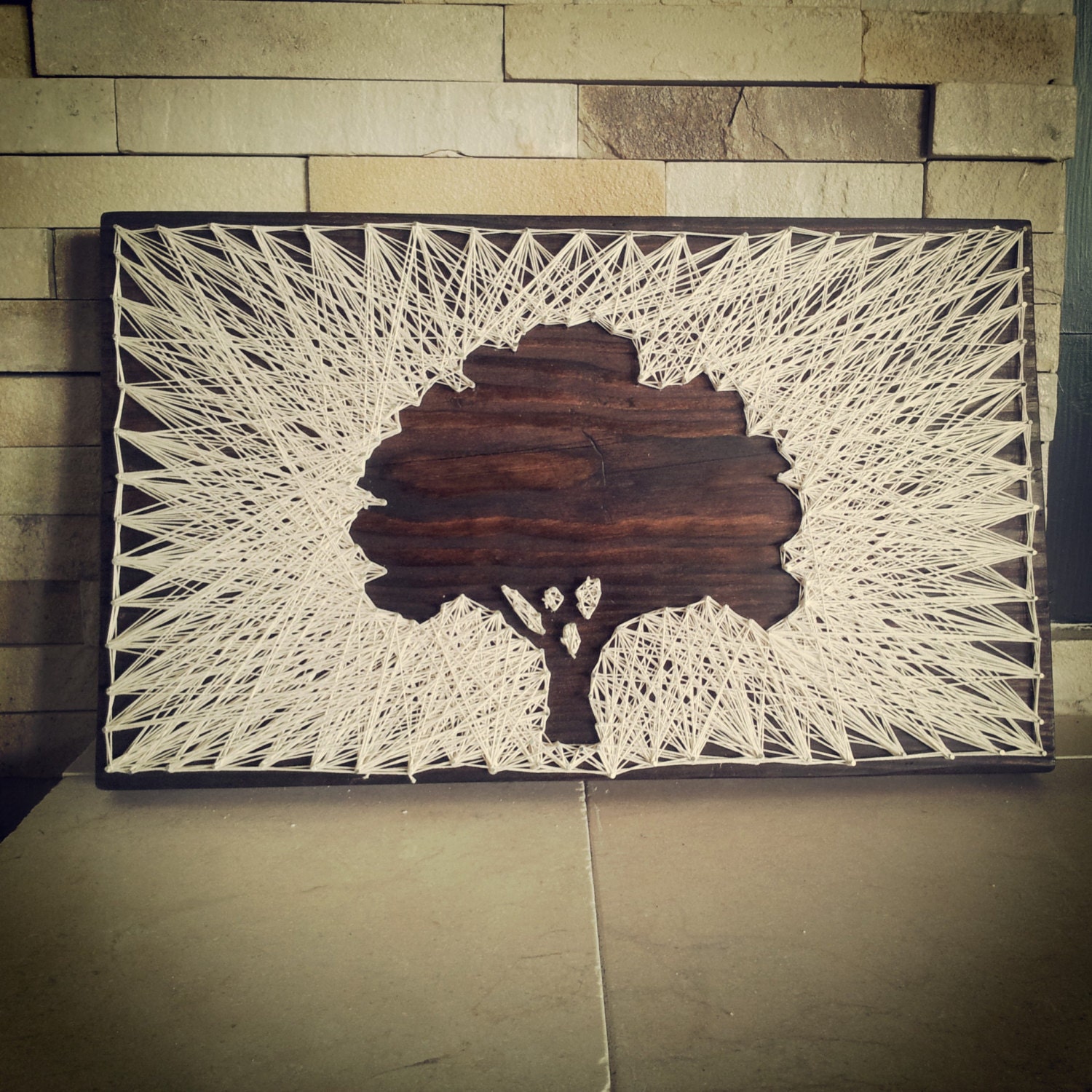 Vintage Style String Art Made Modern Oak Tree