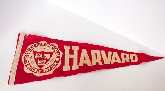 Items similar to Veritas | Vintage Harvard Flag | Harvard Felt Pennant ...