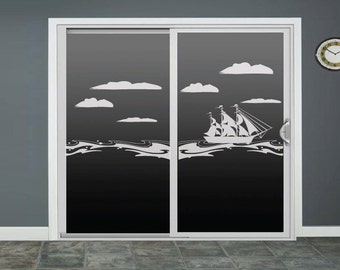 Sailboat Ocean Waves Glass Door Decals Sliding Door Decal Door Stickers