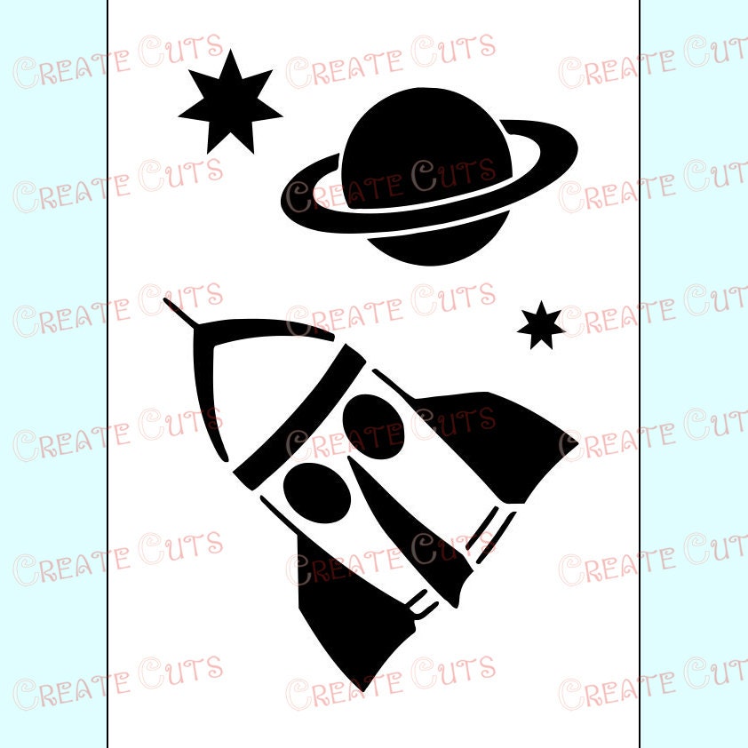 Space Planet Rocket Stars STENCIL for kids room interior decor