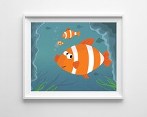 Unique clownfish wall art related items | Etsy