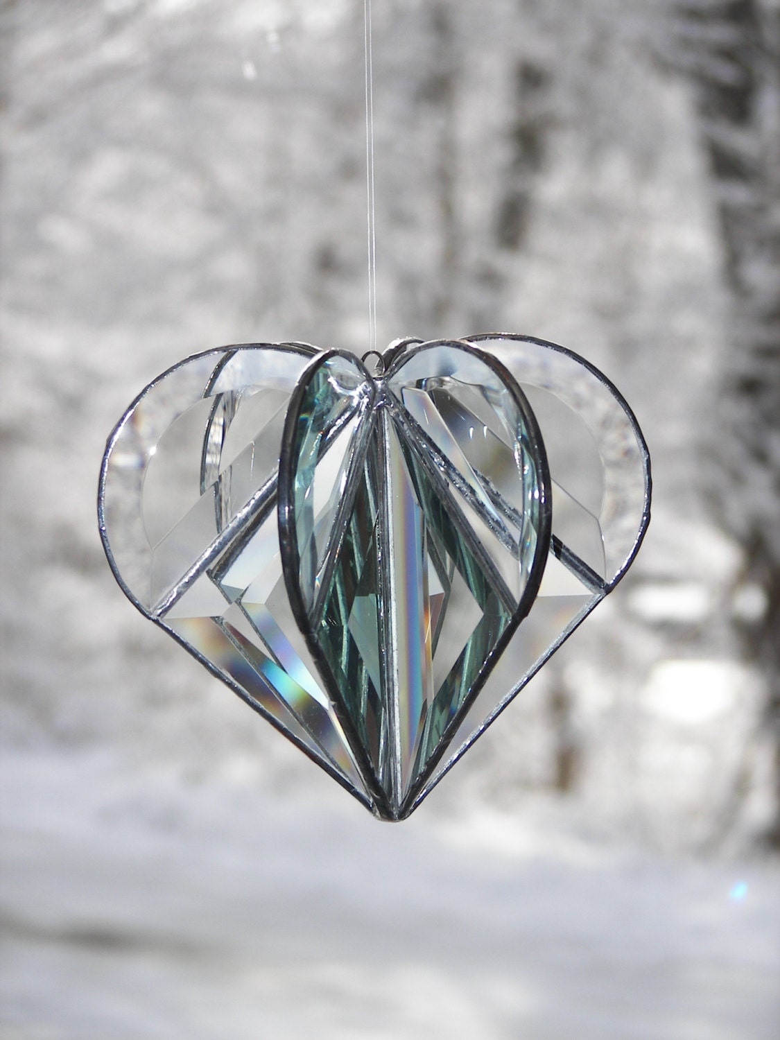 Stained Glass 3d bevel heart ClearWedding Gift Bevel Heart
