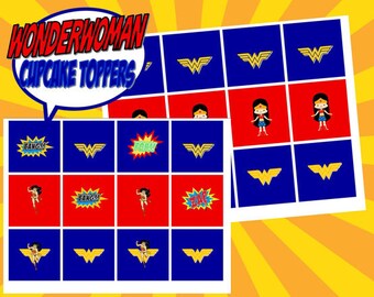 Wonder Woman Party -CUPCAKE Toppers - Superhero -SUPERHEROES-Super Hero ...