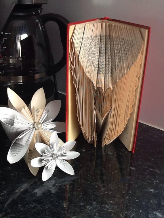 Book Folding Pattern Angel Wings with Heart 215 by CraftyHana