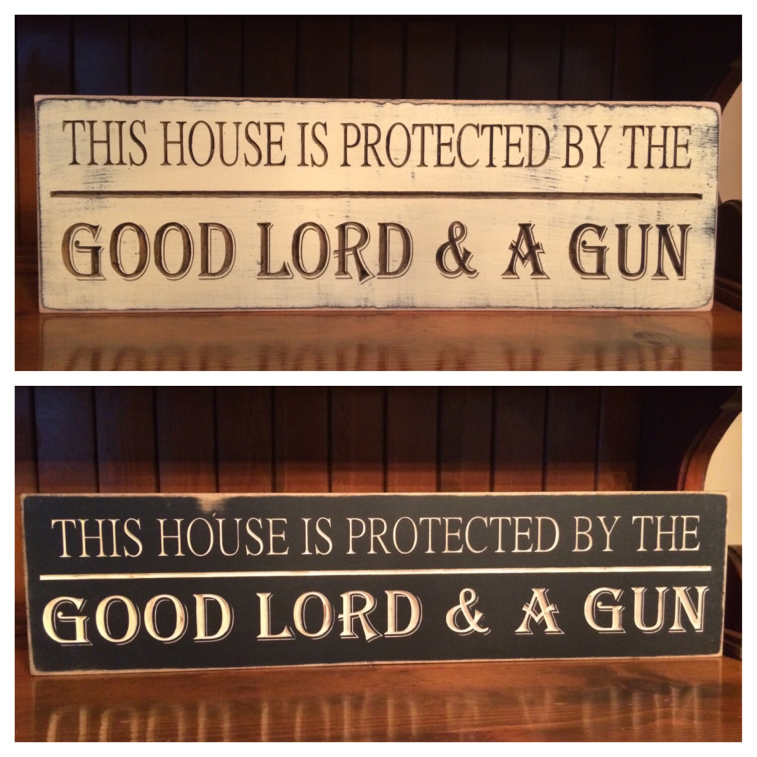 Custom Carved Wooden Sign - This House Is Protected By The Good Lord ...