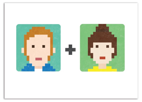 8-Bit Custom Portrait Print Pixel Portrait by CaitlinHansenStudio