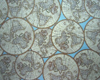 World Maps Fabric - Currier & Ives - Quilting Treasures - 1 Yard Only